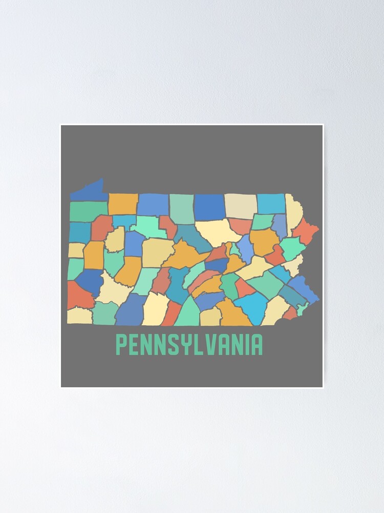 "Pennsylvania County Map Design" Poster for Sale by jorgechubuter ...