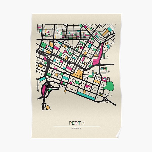 "Perth, Australia Street Map" Poster for Sale by geekmywall | Redbubble