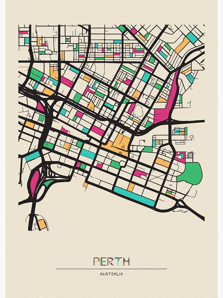 "Perth, Australia Street Map" Sticker for Sale by geekmywall | Redbubble