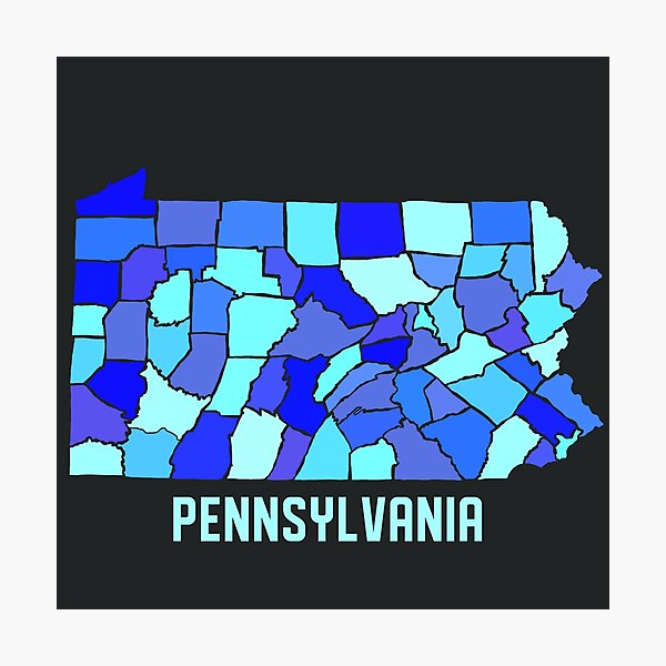 "Blue Pennsylvania County Map Design" Photographic Print by ...