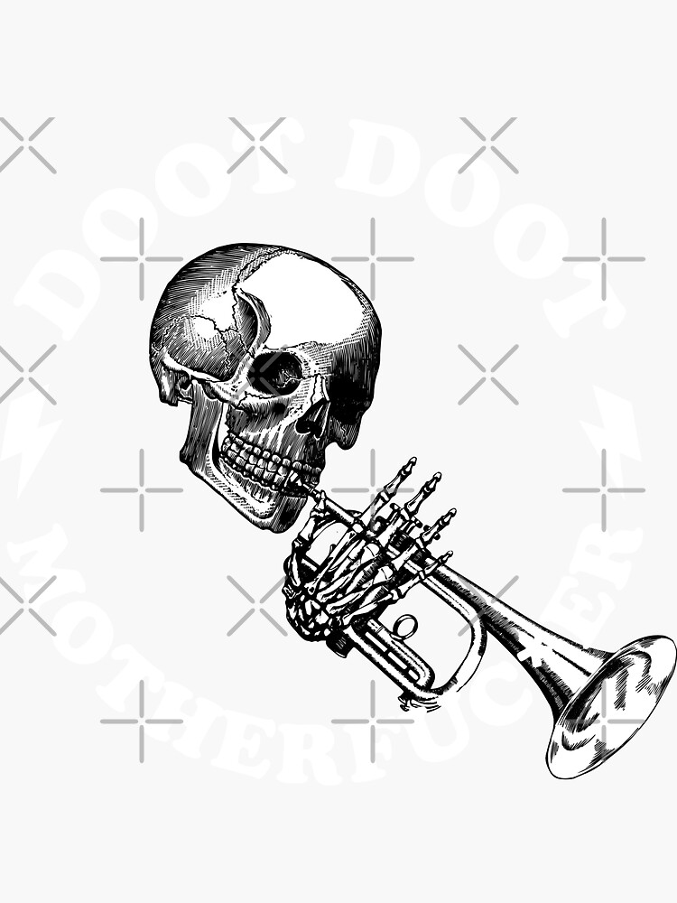 "Doot Doot Skeleton With Trumpet Spooktober Halloween 2021" Sticker for ...