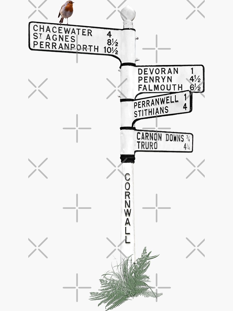 "Cornish Signpost Chasewater Devoran Old Carnon Hill" Sticker for Sale ...
