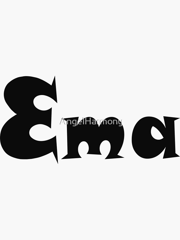 "Ema (font colour: black)" Sticker for Sale by AngelHarmony | Redbubble