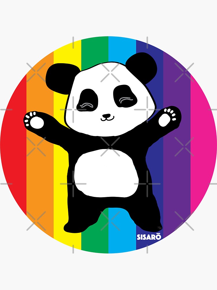 "Rainbow Panda Hugs" Sticker for Sale by sisaro | Redbubble