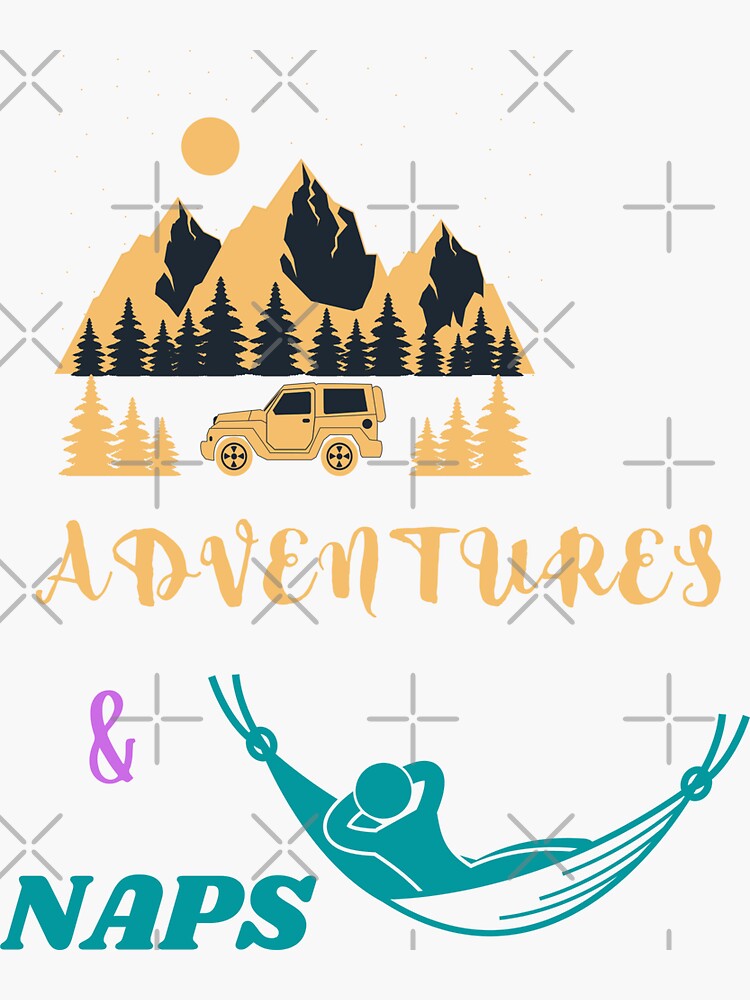"Adventures & Naps" Sticker for Sale by BarvinWayne | Redbubble