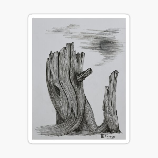 "Old Pen and Ink Tree Stump" Sticker for Sale by Schoolhouse62 | Redbubble