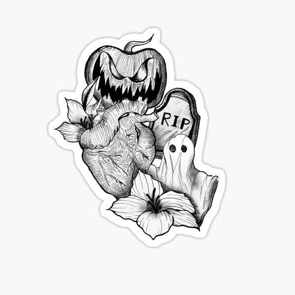 "Spooky Sketch (outline)" Sticker for Sale by LMC-Designs | Redbubble