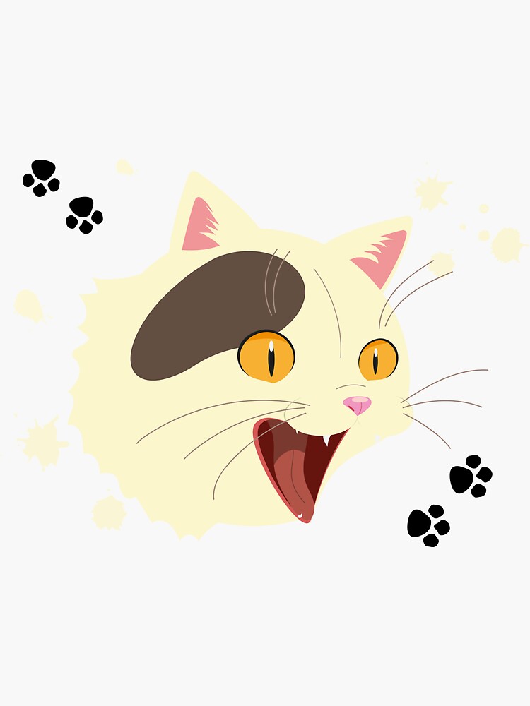 "Screaming Cat" Sticker by TokkiJess | Redbubble