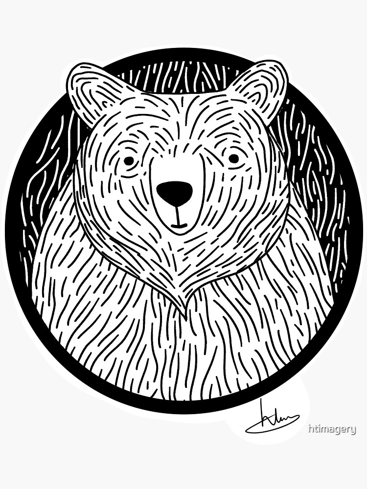 "Circle Bear Sticker" Sticker for Sale by htimagery | Redbubble