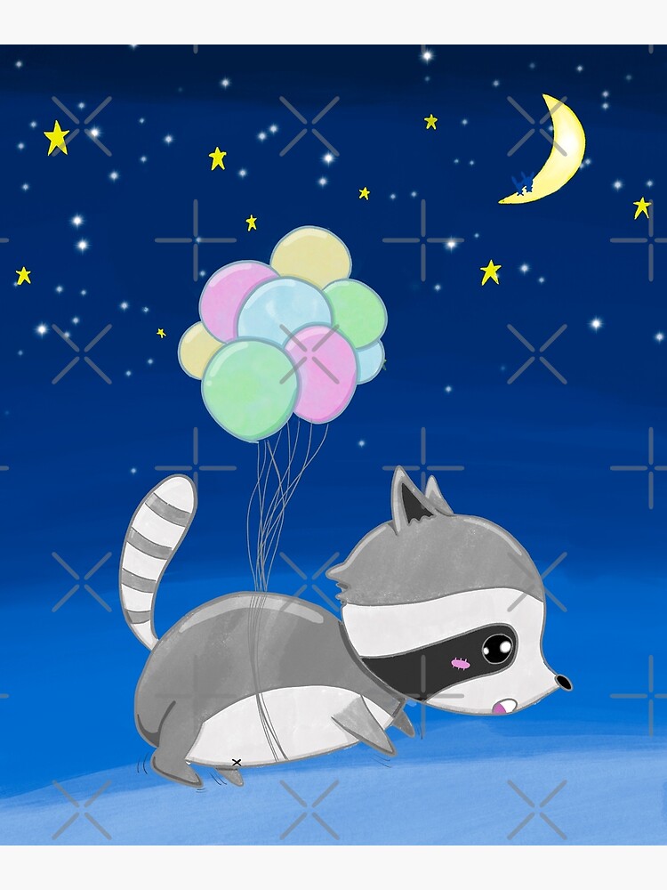 "Cute Floating Raccoon Artwork" Poster by Bigz-T | Redbubble