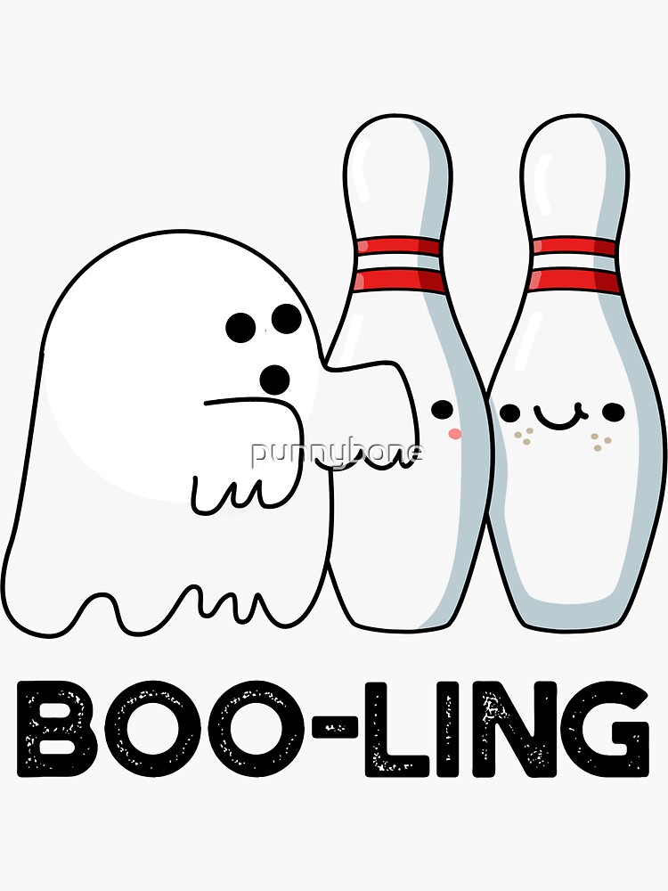 "Booling Cute Halloween Bowling Ghost Pun" Sticker by punnybone | Redbubble