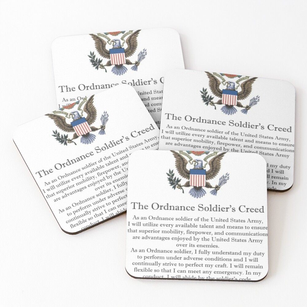 "Ordnance Soldiers Creed" Coasters (Set of 4) by Darklite80 | Redbubble
