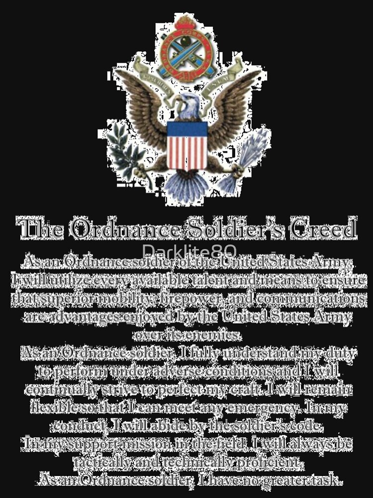 "Ordnance Soldiers Creed" Active T-Shirt for Sale by Darklite80 | Redbubble