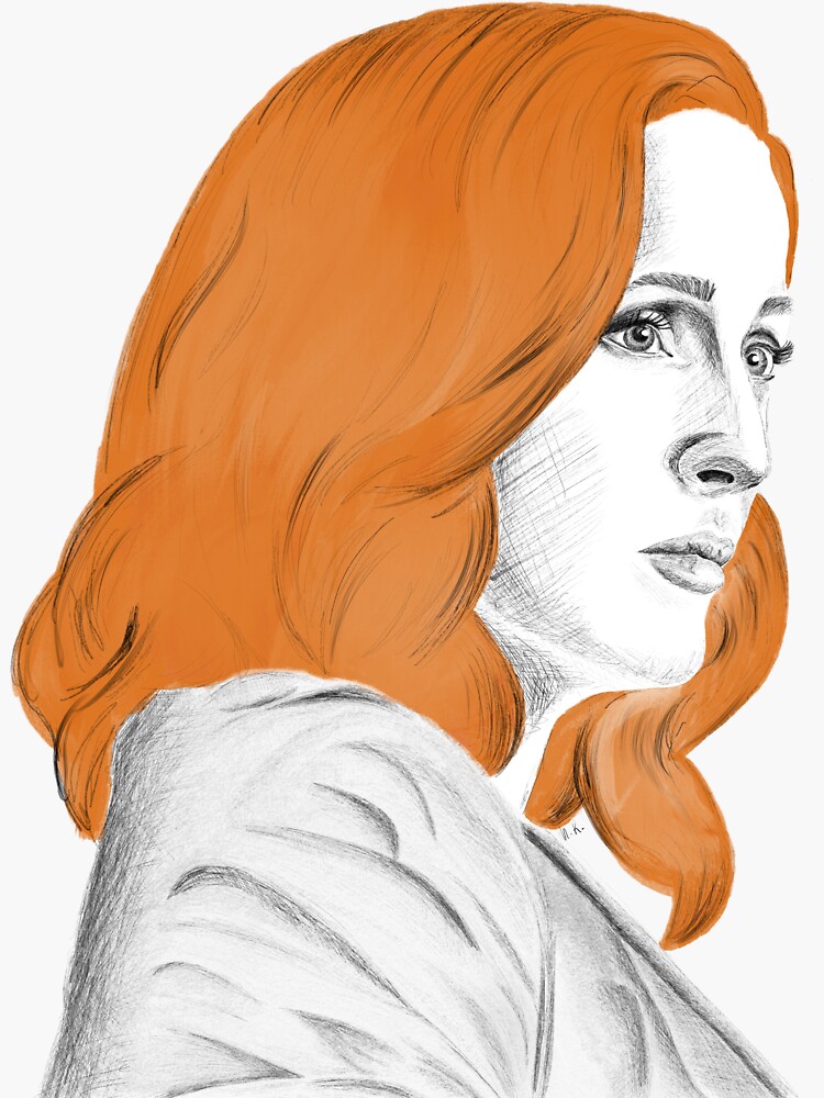 "Gillian Anderson as Scully drawing" Sticker for Sale by SincerelyEn ...