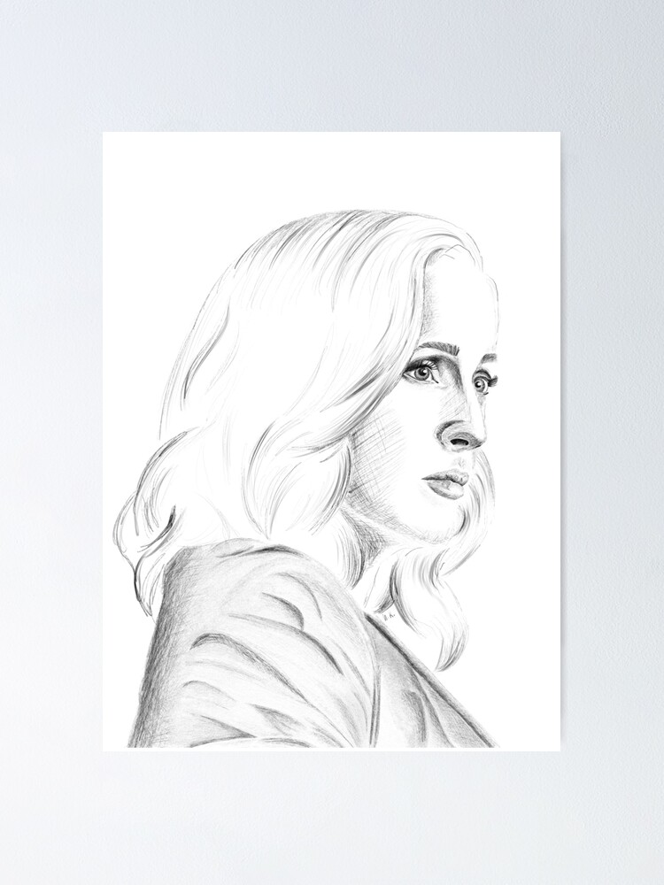 "Gillian Anderson as Scully X files drawing" Poster for Sale by ...