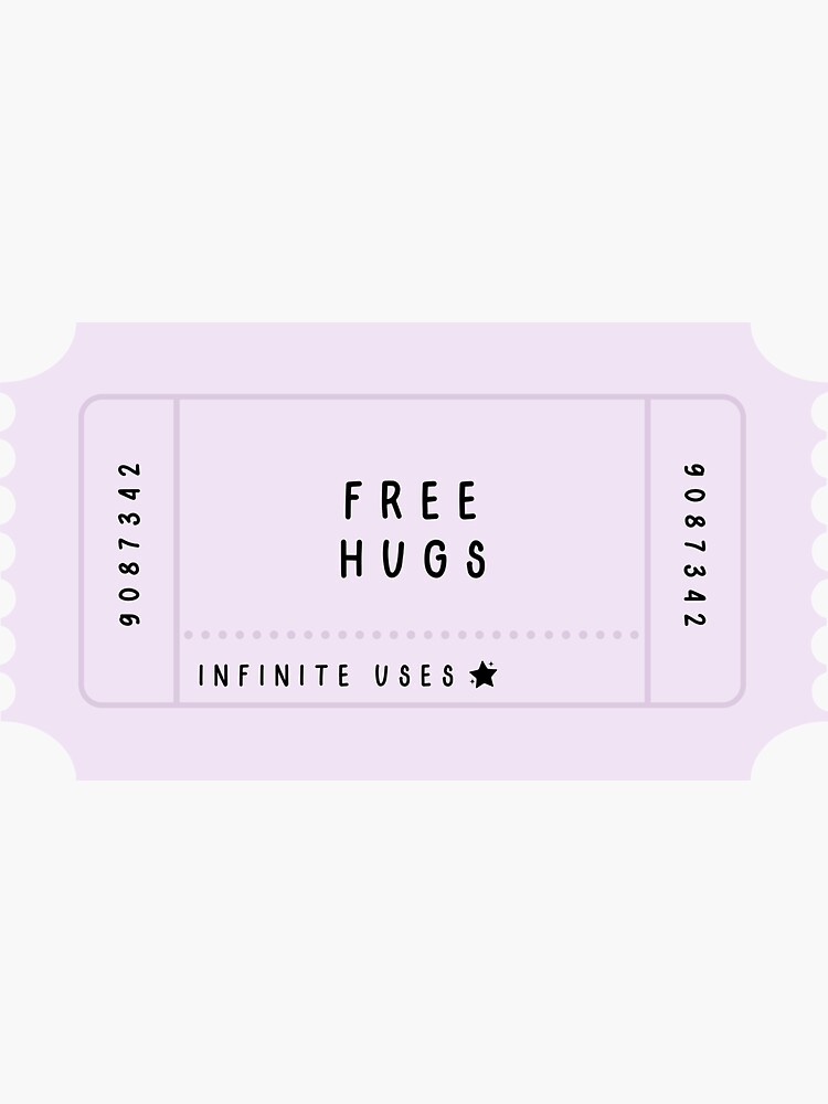 "Free Hugs Ticket" Sticker for Sale by alwayselle | Redbubble