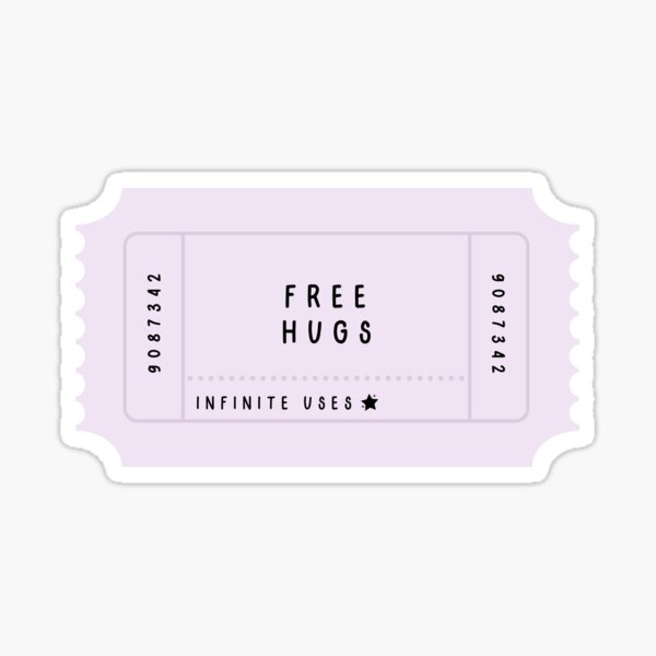 "Free Hugs Ticket" Sticker for Sale by alwayselle | Redbubble