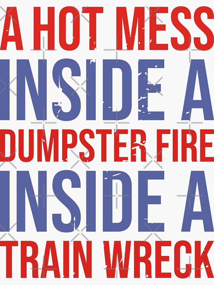 "A Hot Mess Inside A Dumpster Fire Inside A Train Wreck" Sticker by ...