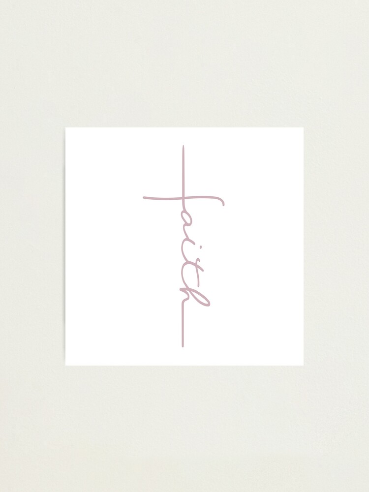 "Pink Faith Cross Cursive Christian Symbol" Photographic Print by move ...
