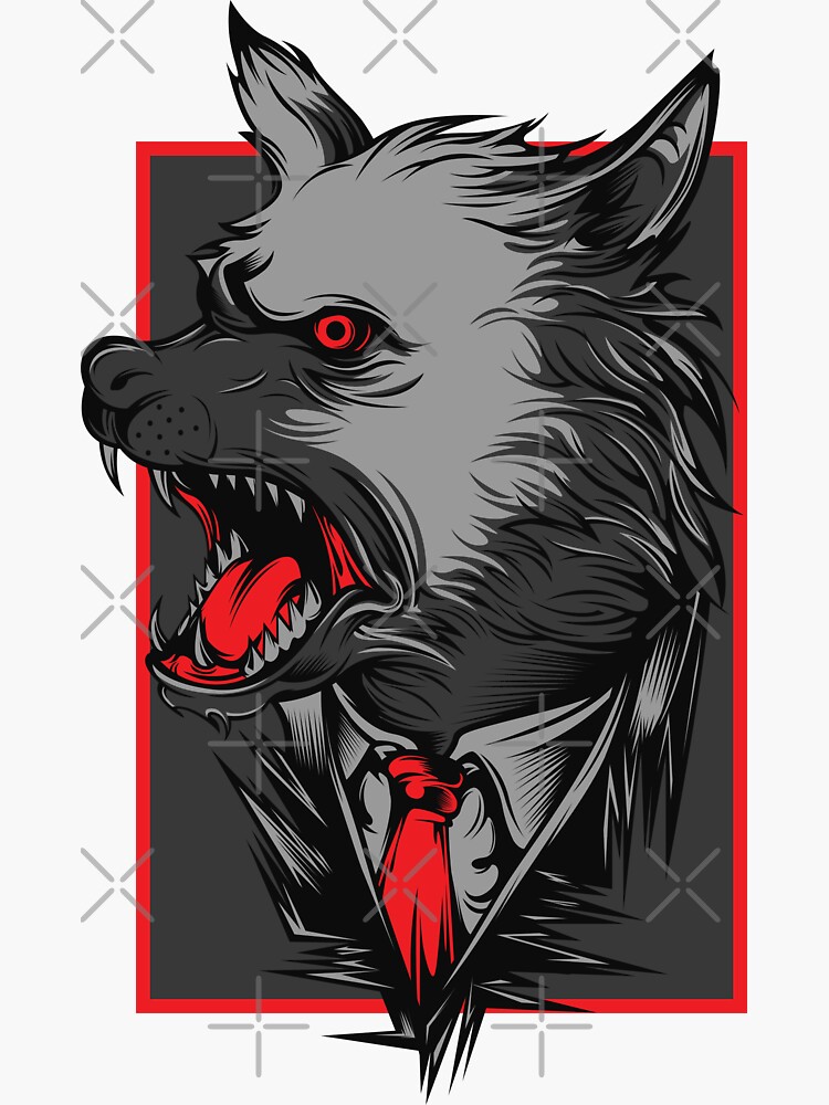 "Angry Wolf" Sticker by Urban13 | Redbubble