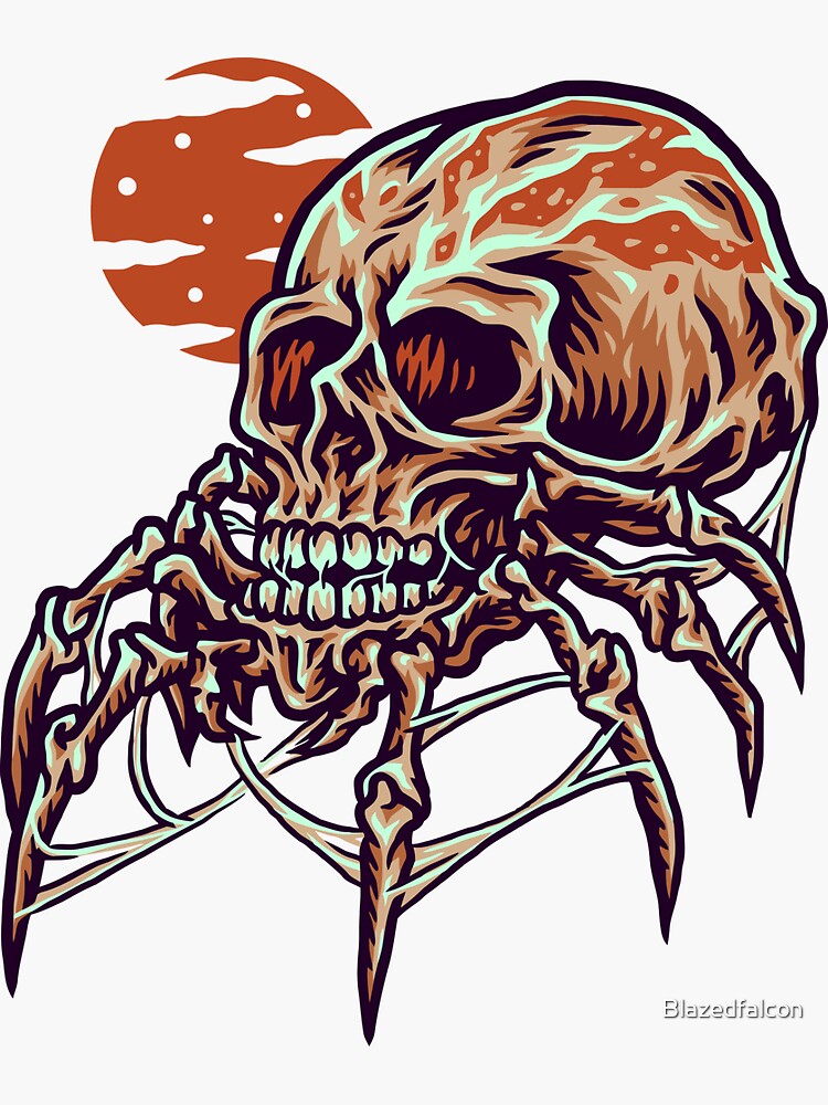 "Evil Halloween Spider Skull " Sticker for Sale by Blazedfalcon | Redbubble