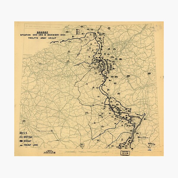 "December 12 1944 World War II HQ Twelfth Army Group situation map ...