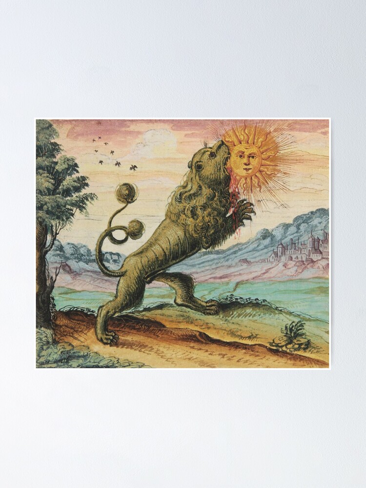 "The Lion Eating The Sun Antique Alchemy Illustration" Poster for Sale ...