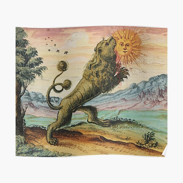 "The Lion Eating The Sun Antique Alchemy Illustration" Poster by ...