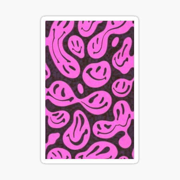 "Pink smiley face" Sticker for Sale by mollymarinara | Redbubble