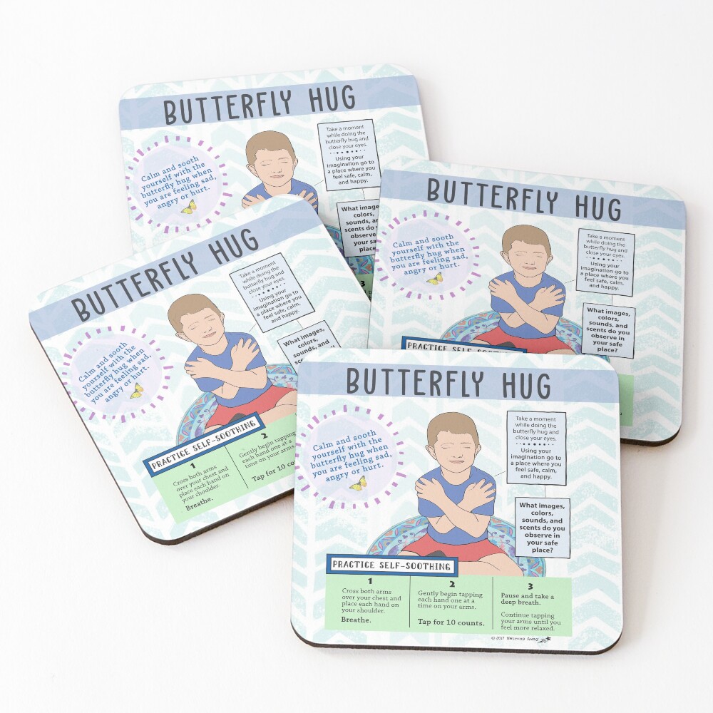 "Butterfly Hug Poster- Coping skills " Coasters (Set of 4) for Sale by ...