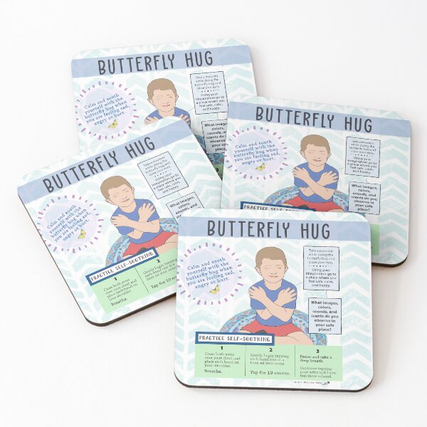 "Butterfly Hug Poster- Coping skills " Coasters (Set of 4) for Sale by ...