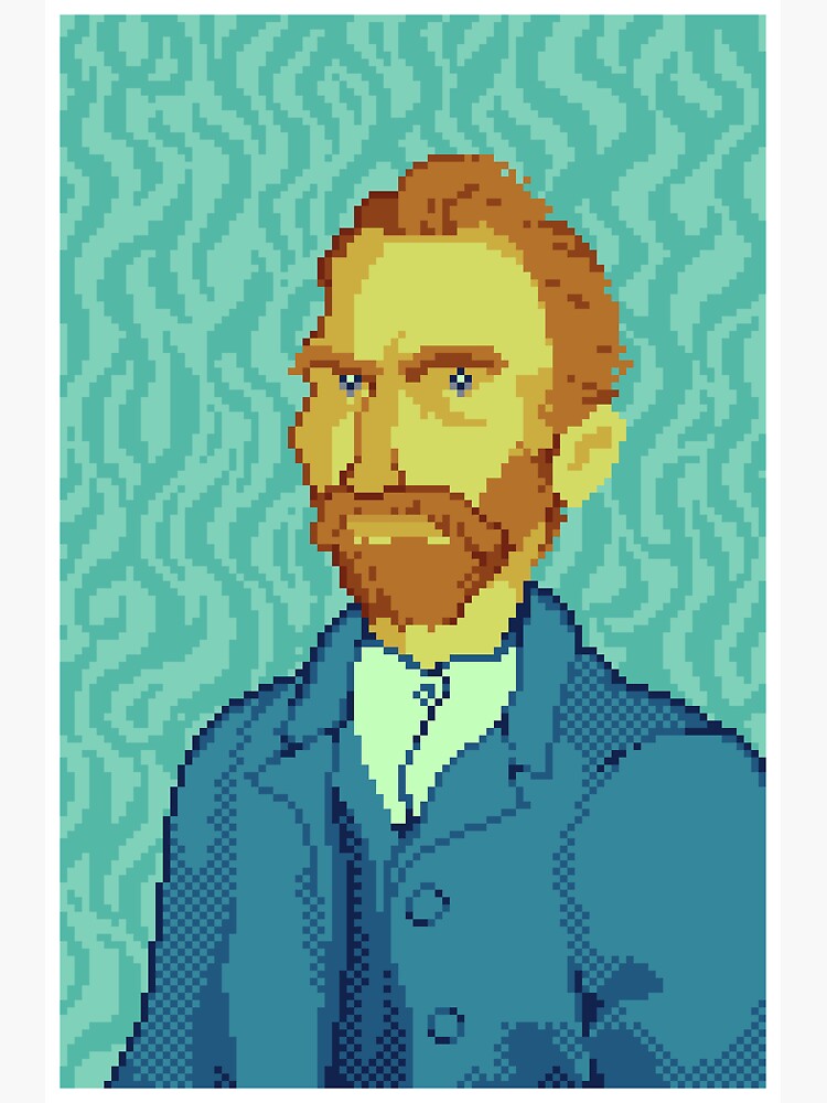 "Van Gogh Self Portrait Pixel Art" Sticker by oakorange | Redbubble