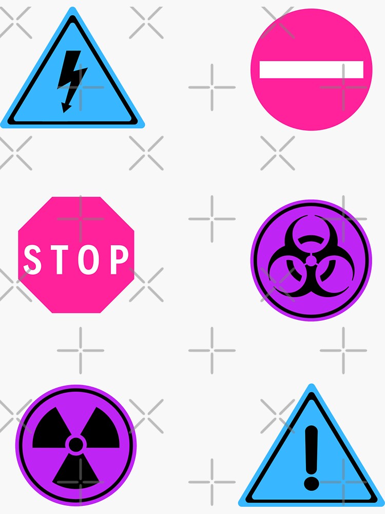 "Pink Purple Blue Warning Signs and Symblos" Sticker for Sale by ...