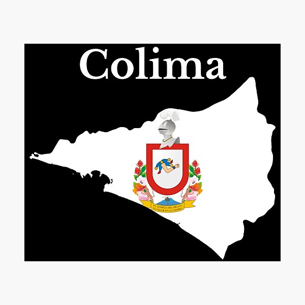 Lámina fotográfica «Bandera del mapa del estado de Colima, México» de ...