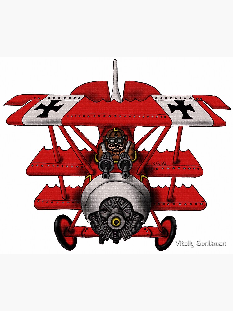 "Red Baron airplane funny cartoon" Sticker for Sale by vitaliy | Redbubble