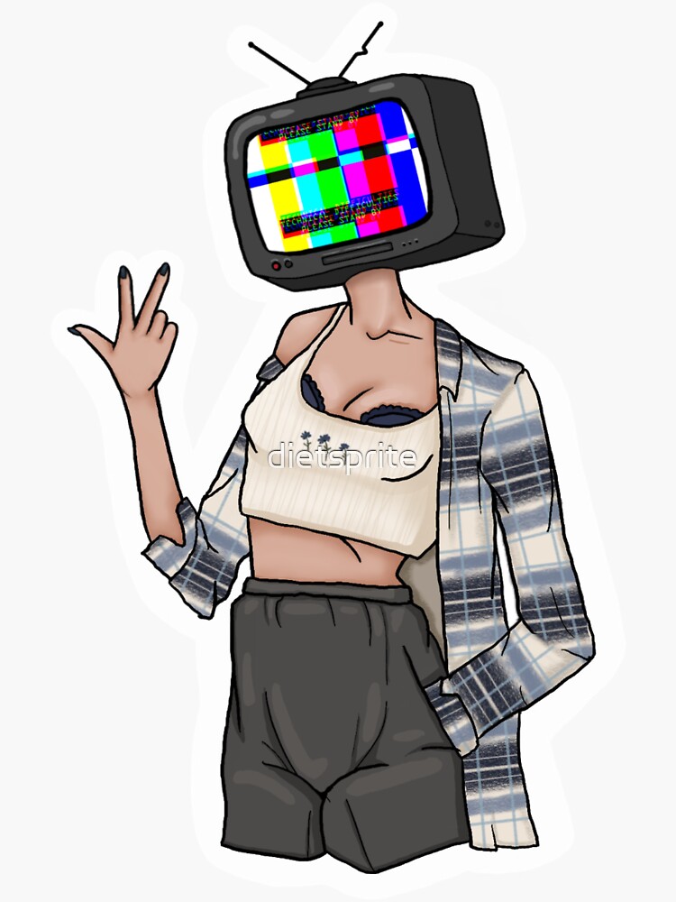 "aesthetic tv head girl" Sticker for Sale by dietsprite | Redbubble