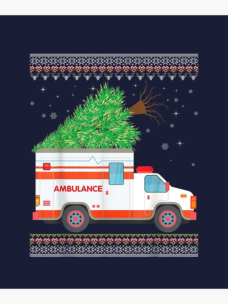 "Ambulance Merry Christmas Tree" Poster for Sale by Elainpn | Redbubble