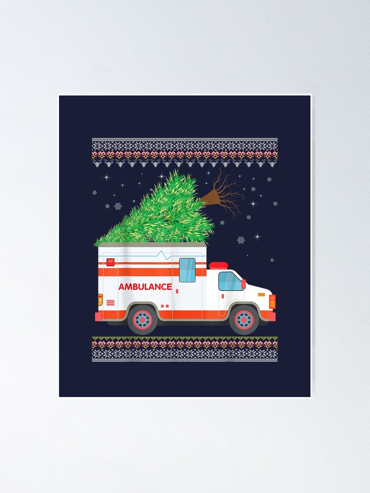 "Ambulance Merry Christmas Tree" Poster for Sale by Elainpn | Redbubble