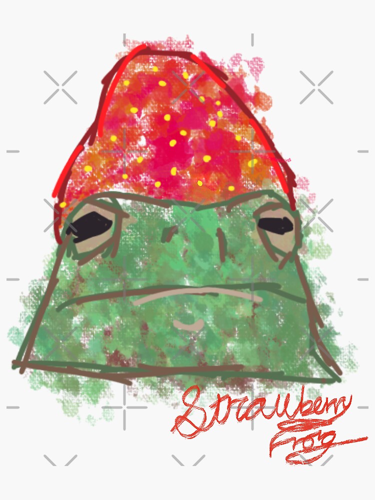 "Strawberry frog" Sticker for Sale by papermushies | Redbubble