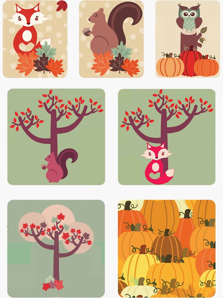 "Cute Fall Sticker Pack - Autumn / Autumnal Stickers (Separated ...