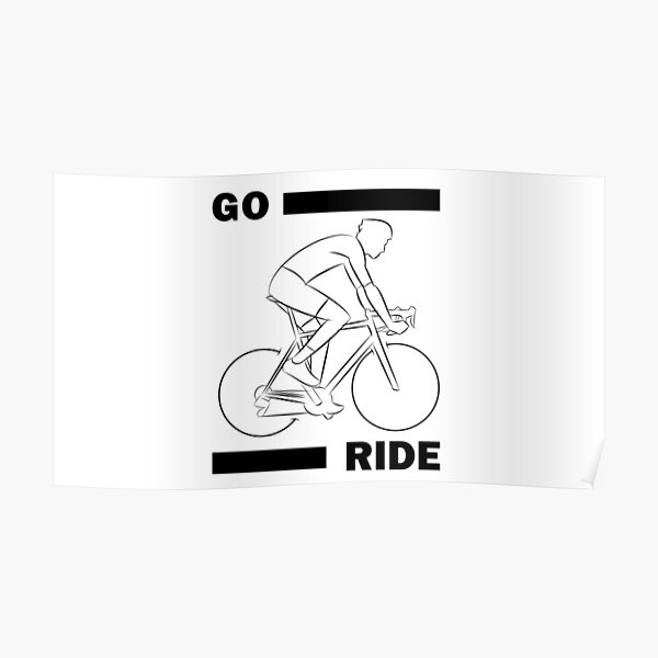 "Go Ride Text Bar Cyclist Line Art Logo" Poster by RabeDesigns | Redbubble