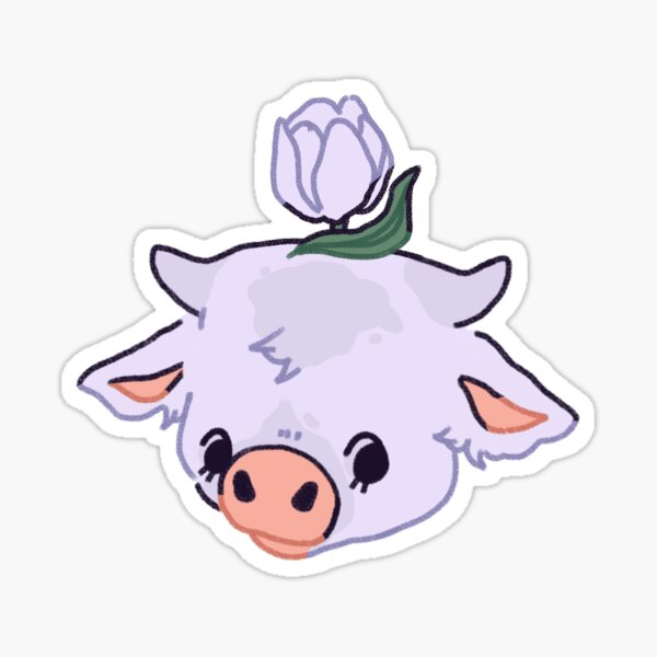 "White Tulip Moobloom Minecraft Flower Cow" Sticker by lissv | Redbubble