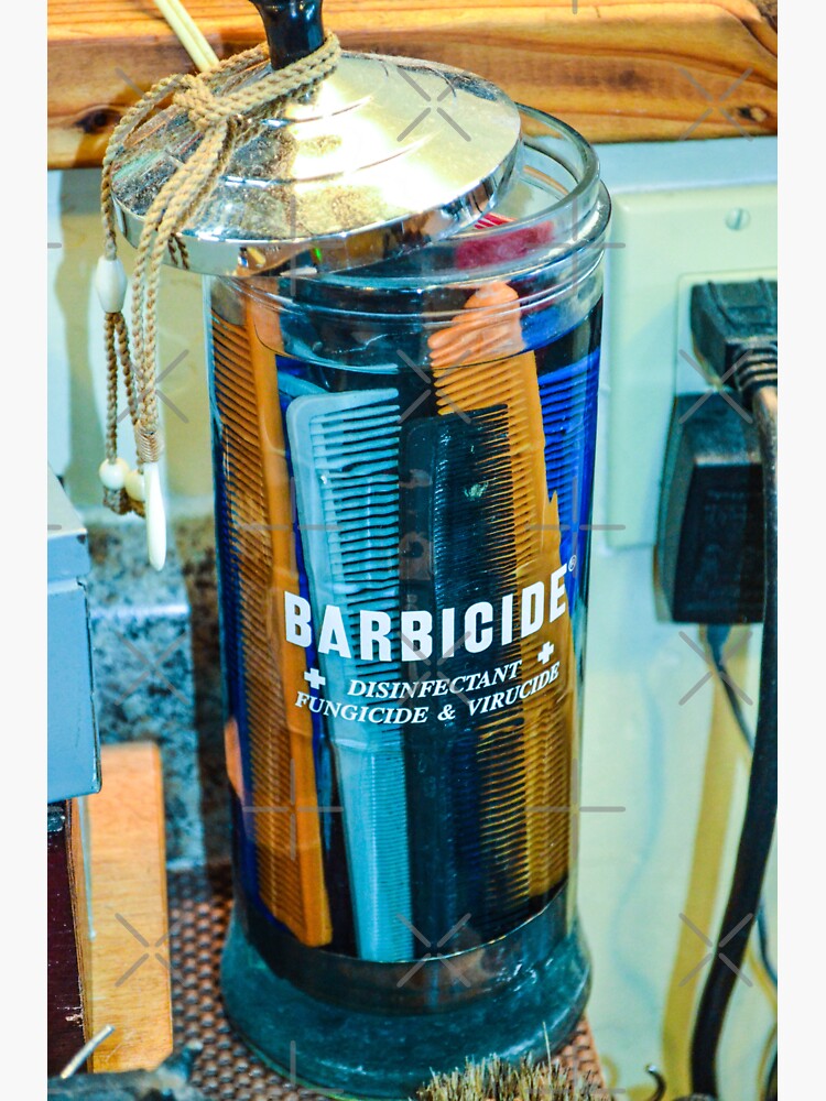 "Barbershop Combs in Barbicide Jar" Sticker for Sale by msqrd2 | Redbubble