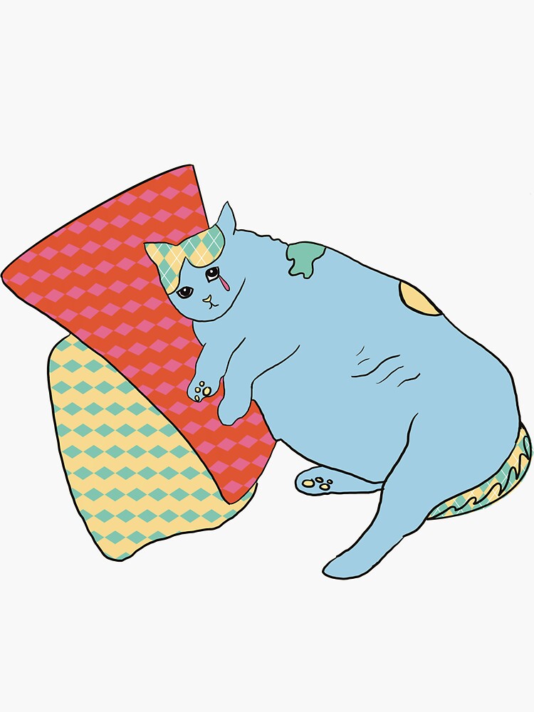 "Retro funky sad cat boi" Sticker for Sale by carodots | Redbubble