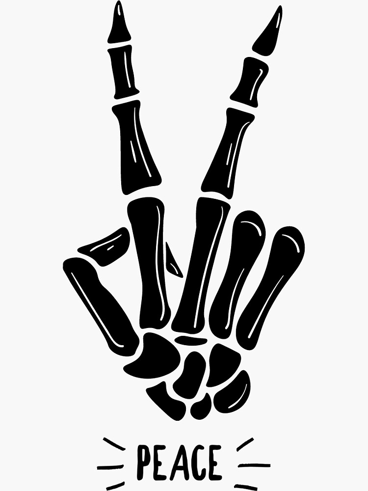 "Peace Sign Skeleton Hand" Sticker by kdeniz | Redbubble
