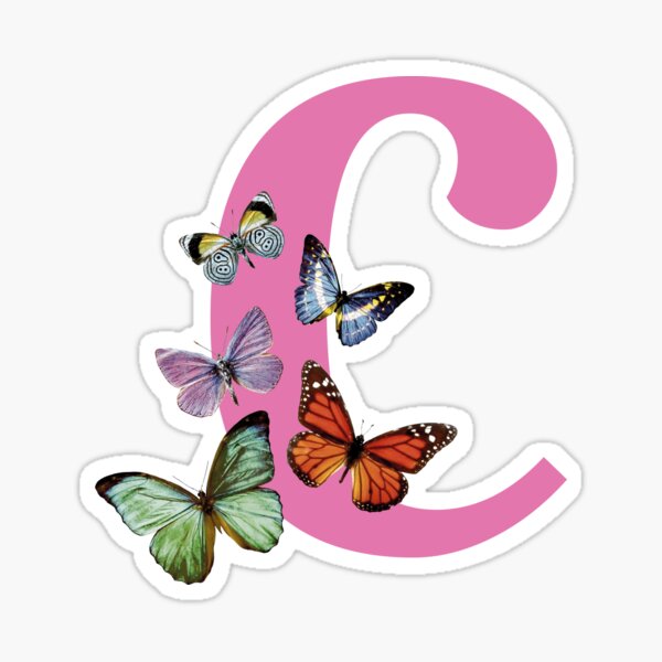 Pegatina «Letra C rosa con mariposas de colores» de ColorsHappiness ...