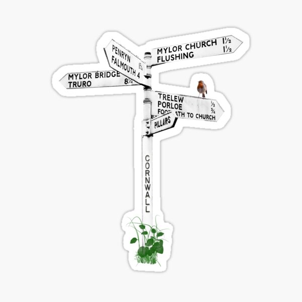 "Cornish Signpost Mylor Six Turnings" Sticker by TerriWaters | Redbubble