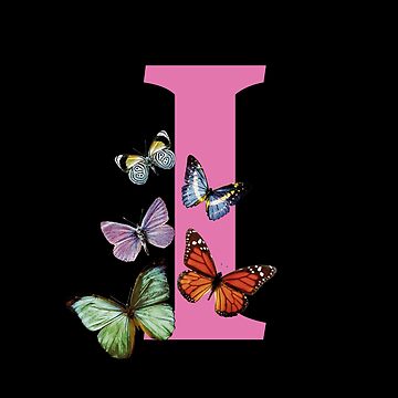 Pegatina for Sale con la obra «Letra I rosa con mariposas de colores ...