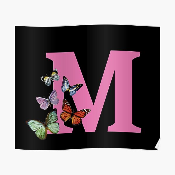 Póster «Letra M rosa con mariposas de colores» de ColorsHappiness ...