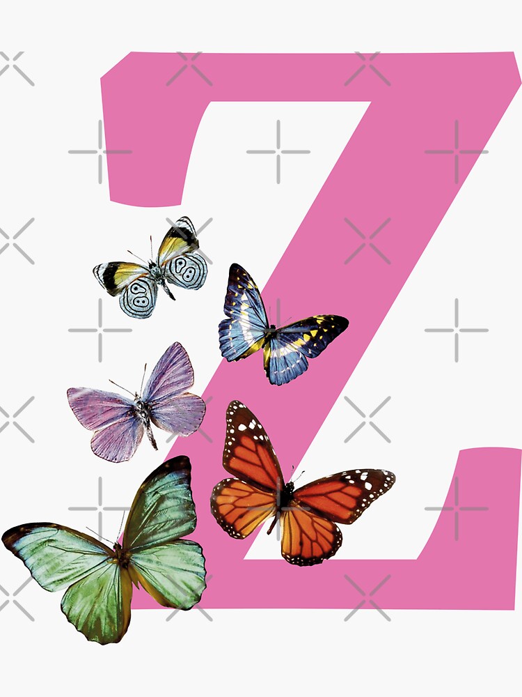 Pegatina «Letra Z rosa con mariposas de colores» de ColorsHappiness ...